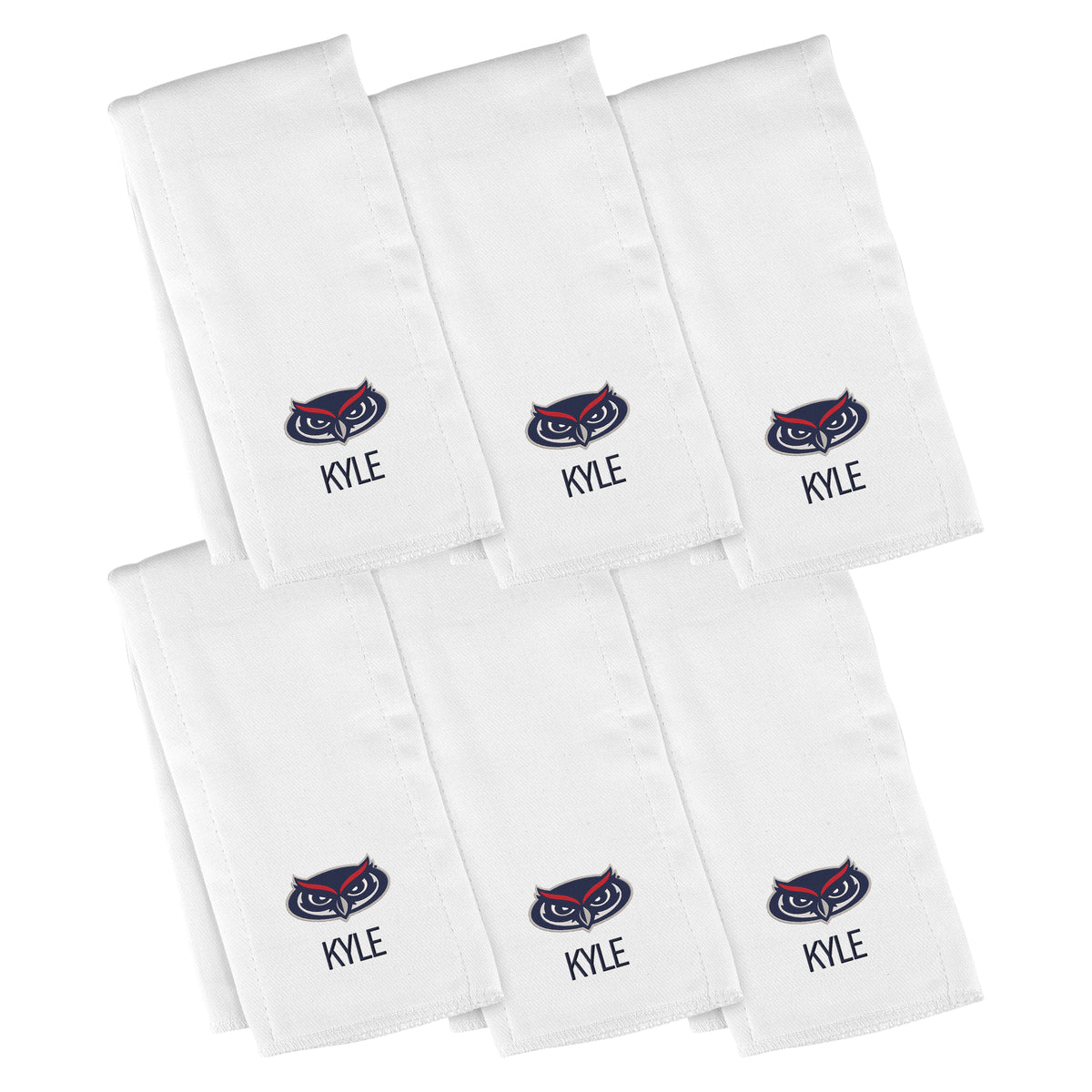 Personalized FAU Owls 6-Pack Burp Cloths – Designs by Chad & Jake