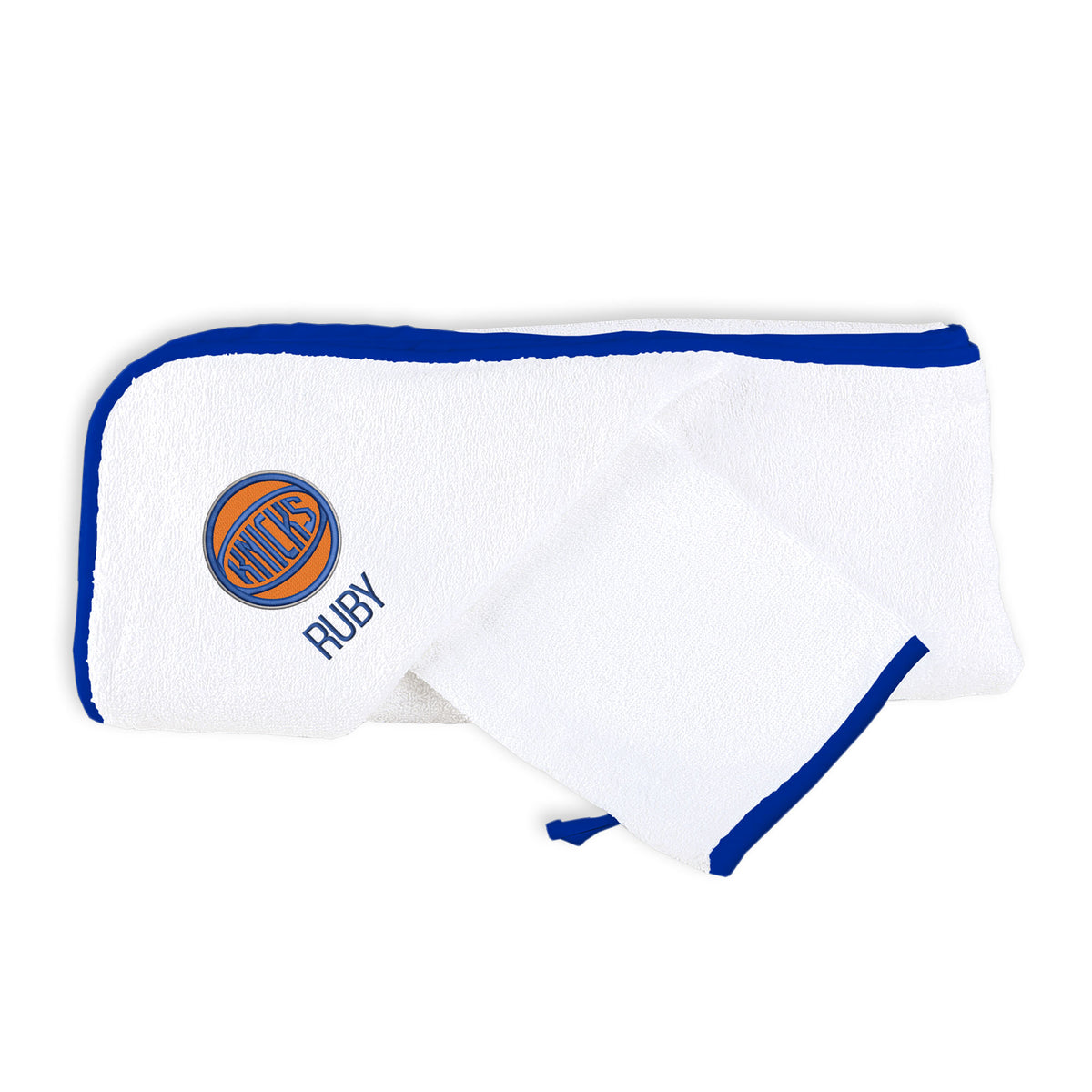 Personalized New York Knicks "Ball" Hooded Towel & Wash Mitt Set ...